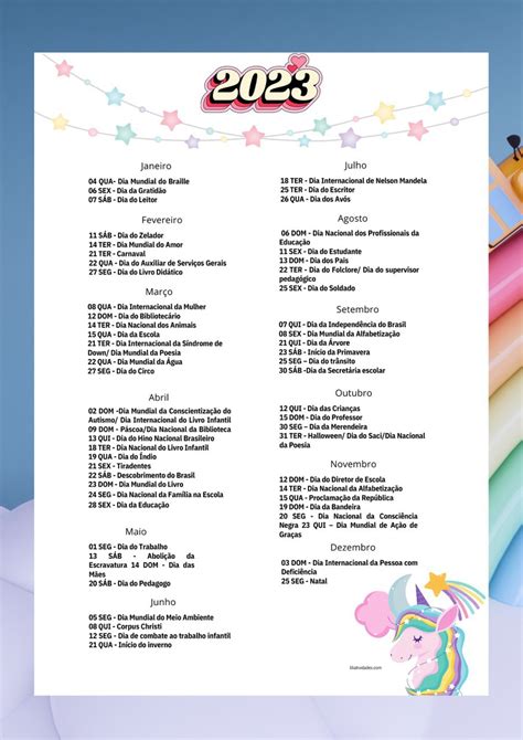 Datas Comemorativas Para Imprimir Edukita