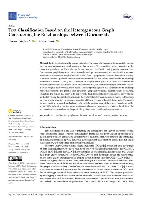 pdf text classification based on the heterogeneous graph considering the relationships between
