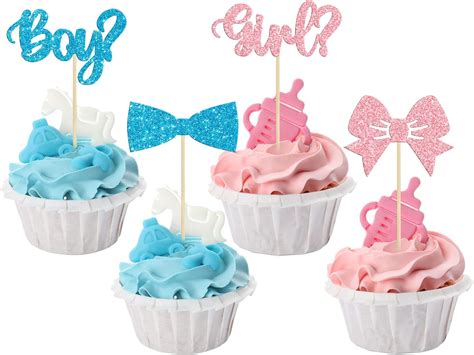 Amazon Gyufise 36Pcs Oh Baby Cupcake Toppers With Blue Pink