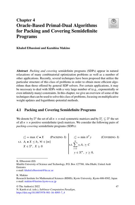 pdf oracle based primal dual algorithms for packing and covering semidefinite programs