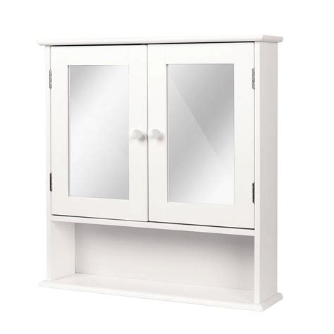 Double Door Mirrored Bathroom Cabinet White Semis Online