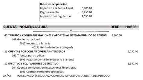 Pago De Impuesto A La Renta Asiento Contable Image To U