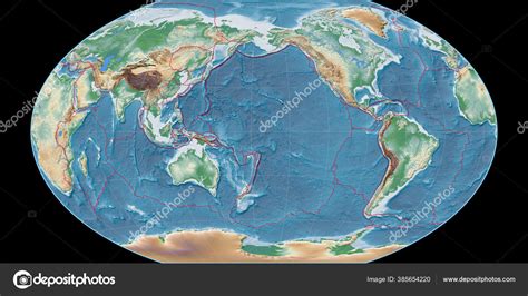 World Map Winkel Tripel Projection Centered West Longitude Colored