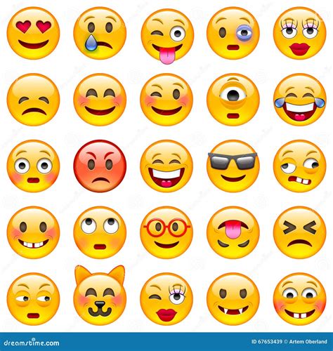 Set Of Emoticons Set Of Emoji Stock Vector Illustration Of Mood