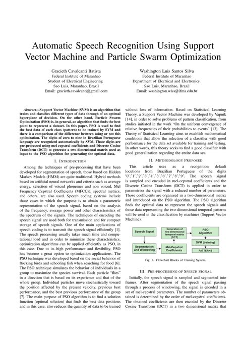 pdf automatic speech recognition using support vector machine and particle swarm optimization