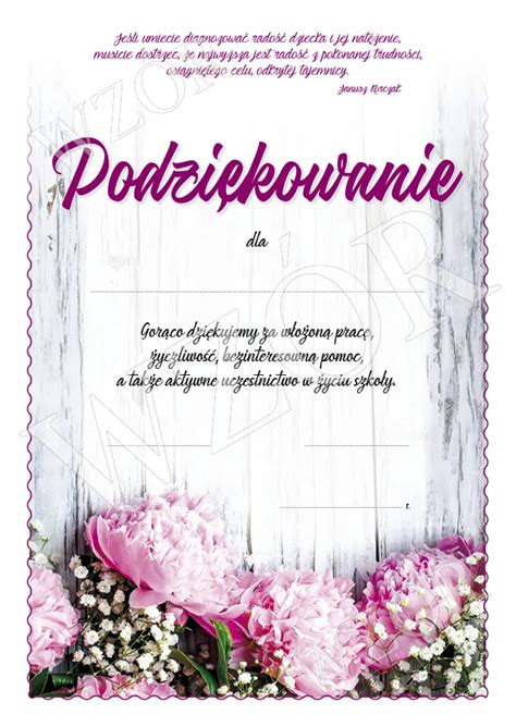 Podziękowanie dla Rodziców i Nauczyciela Szkoła