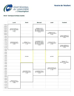 Fillable Online Horaire De L Tudiant Fax Email Print PdfFiller