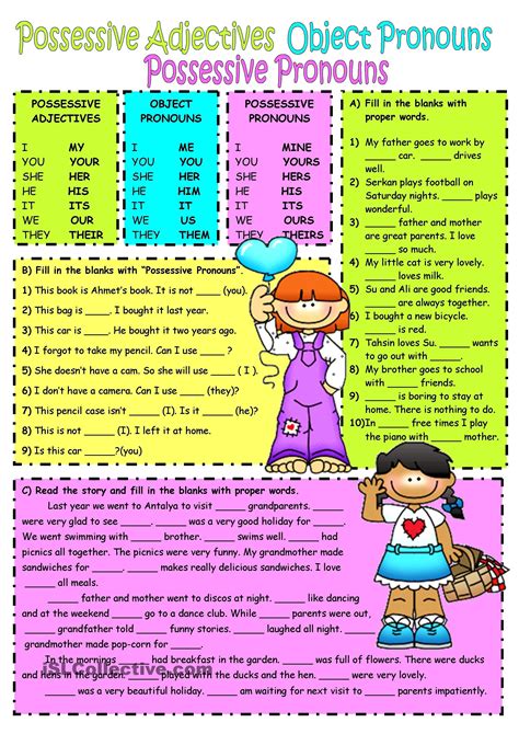 Free Possessive Pronouns Worksheets