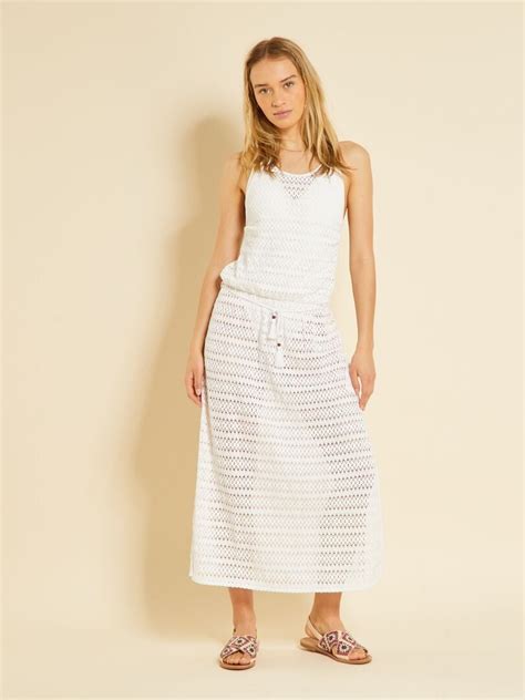 Vestido Playero De Ganchillo Con Espalda Abierta Blanco Kiabi 25 00