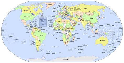 Labeled World Map Printable