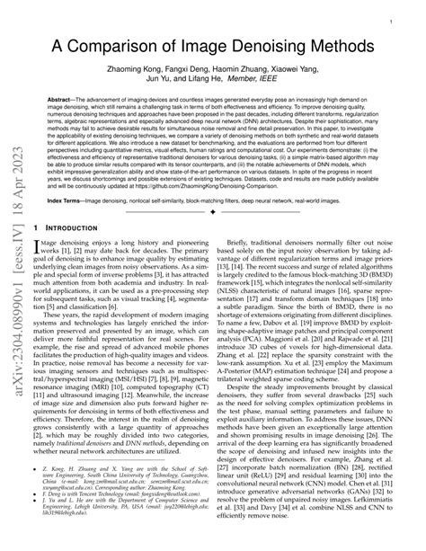 pdf a comparison of image denoising methods