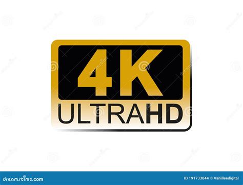 4K Ultra Hd Logo In Yellow And Black Stock Vector Illustration Of