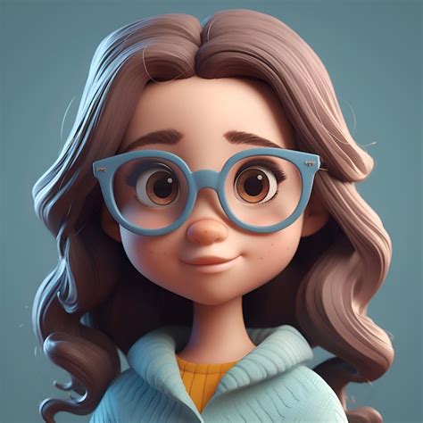 Ilustração 3D de uma garota de desenho animado bonita em uma jaqueta
