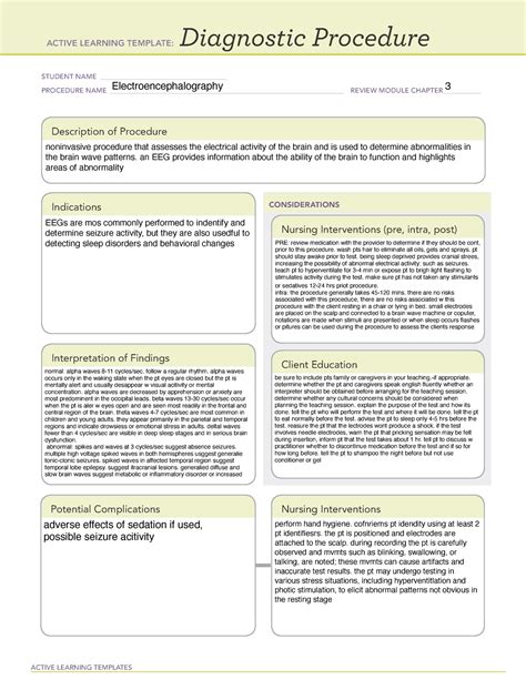 Active Learning Template Diagnostic Procedure Prntbl