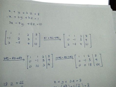 matrices solve the system of linear equations by gaussian elimination and back substitution