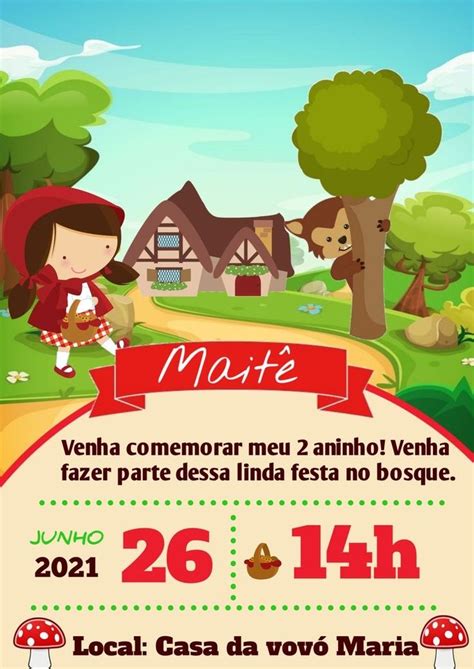 Pin de KAVAERCA em CUMPLEAÑOS CAPERUCITA ROJA Convites digitais