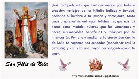 Rincón de la Oración Estampa Oración de San Félix de Nola