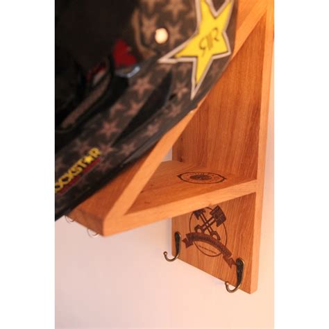 Support Casque Moto L Or En Bois