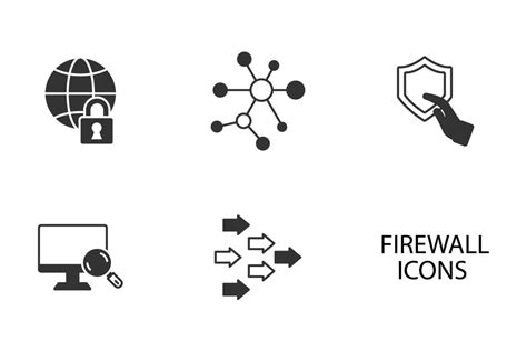 Conjunto de iconos de seguridad informática de cortafuegos elementos
