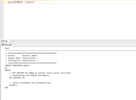 sql server shortcut to display the stored procedure code