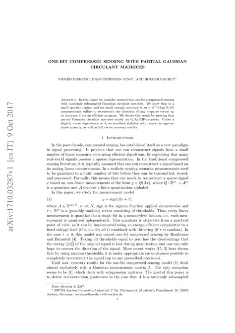 pdf one bit compressed sensing with partial gaussian circulant matrices