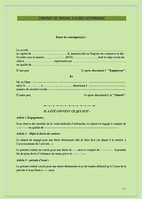 Modèles de contrat en format Word Gratuit Modèle de Contrat Modèle