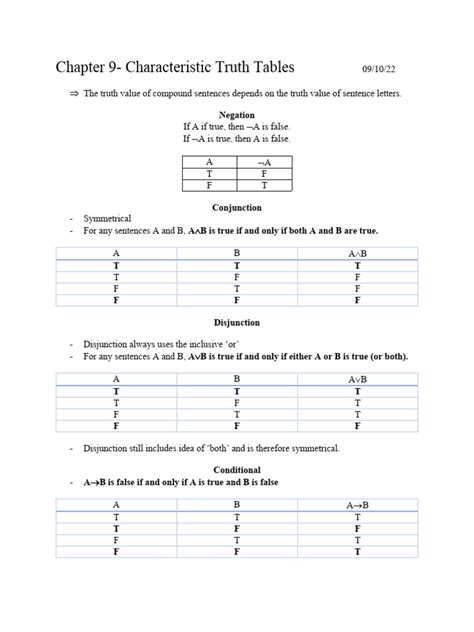 chapter 9 characteristic truth tables pdf if and only if syntax logic