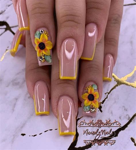 48 Cheerful Sunflower Nails For Your Next Manicure Nagelideen Nägel