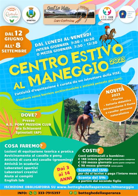 CENTRO ESTIVO AL MANEGGIO 2023 Cooperativa Botteghe Della Speranza