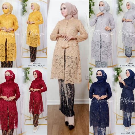 Jual Setelan Kebaya Brokat Busui Kebaya Modern Kebaya Kancing Depan
