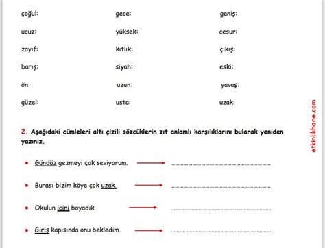 S N F Z T Anlaml Kelimeler Etkinlikleri Ar Ivleri Etkinlikhane