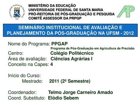 Ppt Semin Rio Institucional De Avalia O E Planejamento Da P S