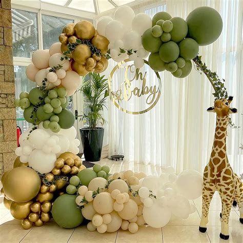 Olive Green Balloon Garland Arch Kit Sage Green Balloons White Gold