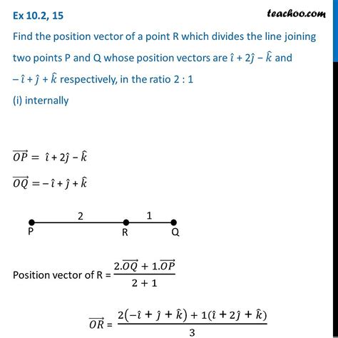ex 10 2 15 find position vector of a point r divides line