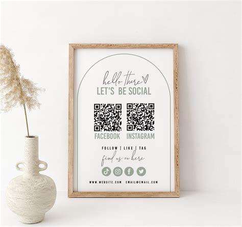 Social Media Qr Code Sign Template Let S Be Social On Social Media