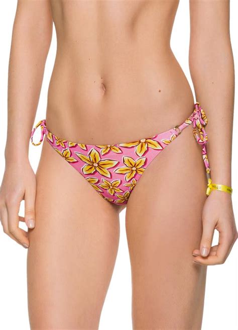 Calcinha Biquíni Cortininha Estampado Rosa Bimini