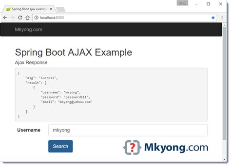Spring Boot Ajax Example Mkyong