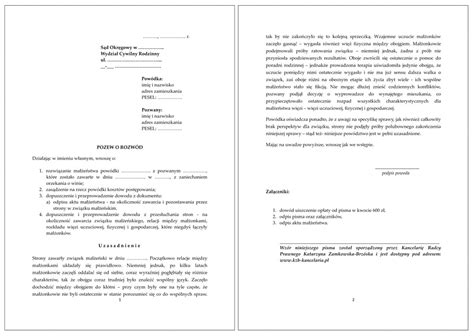 Pozew o Rozwód Wzór Porady Radcy Prawnego K Z Brzóska