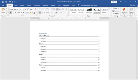 How To Make A Table Of Contents In Word