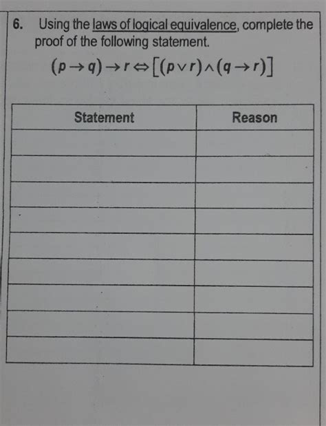 solved 6 using the laws of logical equivalence complete