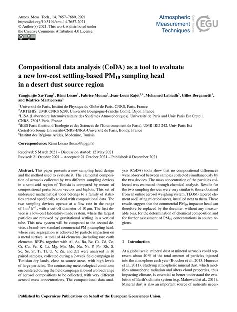 pdf compositional data analysis coda as a tool to evaluate a new low cost settling based pm