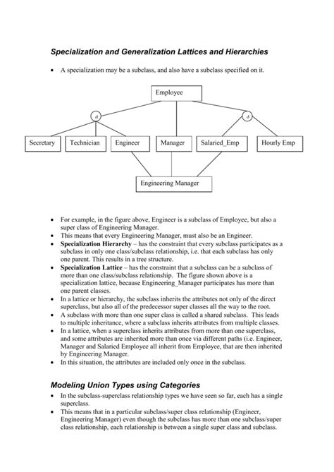 Specialization And Generalization Lattices And Hierarchies
