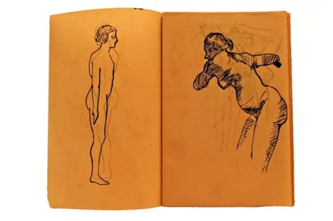 Vintage Sketch Naked Woman Nude Lady Painting Book Drawing Portfolio