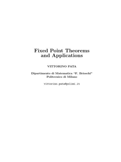 fixed point theorem and applications vittorino pata pdf pdf banach space continuous function