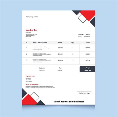 Professional Business Invoice Template Design For Receipt Invoice