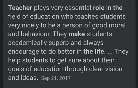 Write A Paragraph On Significance Of Teacher In Your Life Brainly In