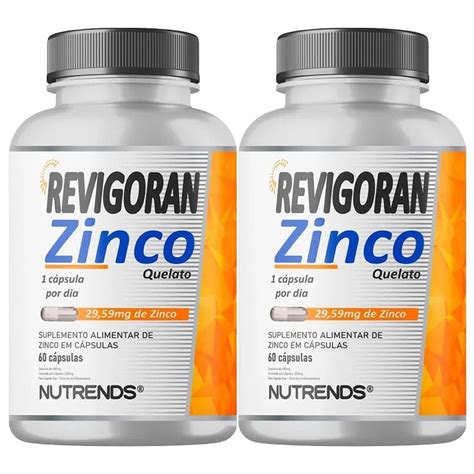 Kit 2X Revigoran Zinco Quelato 400mg 60 Cáspulas Nutrends OtimaNutri