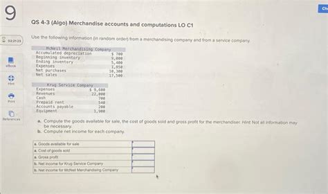 Solved QS 4 3 Algo Merchandise Accounts And Computations Chegg