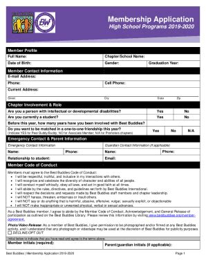 Fillable Online Membership Application Bwschools Net Fax Email Print