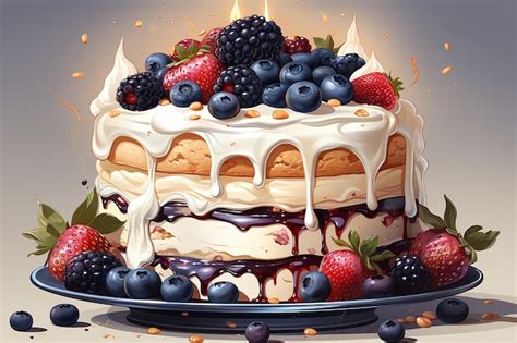 Gâteau D anniversaire Sucré De Dessin Animé Avec Garniture Au Chocolat